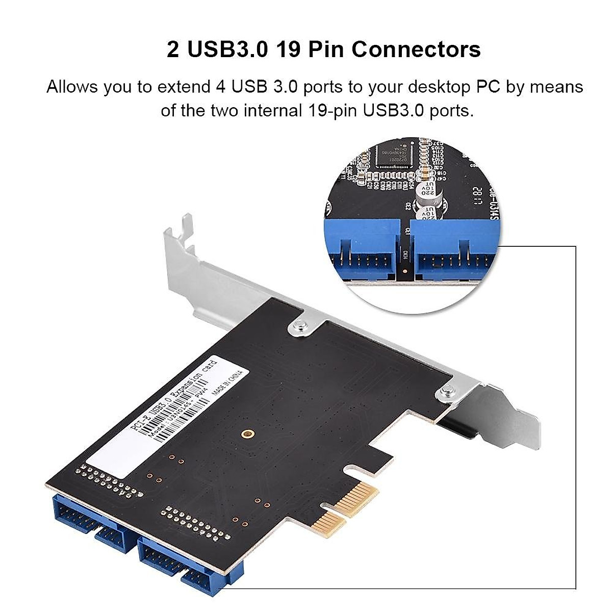 Tosuny PCIE to USB 3.0 2Port Express Card, Low Profile PCIExpress to Internal 2 Port 19Pin Header USB 3.0 Card Adapter