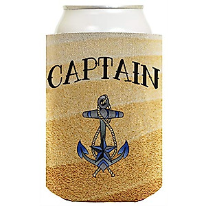 Boating Gift Captain and First Mate 2 Pack Sandy Beach Ocean Shore Can Coolies