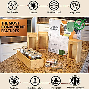 TEPUIY Ziplock Bag Storage Organizer - Multi Use Bamboo Storage Bag Organizer for Drawer - Food Storage Bag Holder Compatible with Ziplock, Ikea, Glad, Hefty (4 pieces set).