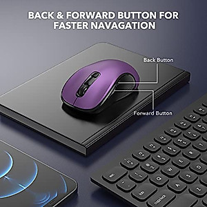 Deeliva Wireless Mouse, Computer Mouse Wireless 2.4G USB Cordless Mouse with 3 Adjustable DPI, 6 Buttons, Ergonomic Portable Silent Mice for Laptop PC Computer Chromebook (Purple)