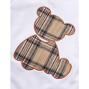 Yoxindax Toddler Baby Boy Clothes Outfits Plaid Bear Long Sleeve Hoodie Sweatshirt Patchwork Pants Fall Winter Clothes for Boys(4-5t)