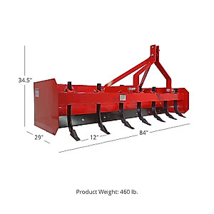 Titan Attachments Box Blade Tractor Attachment 7' Quick Hitch 3 Point Pin Style