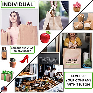 TEUTOM Gift Bags - Brown Paper Bags with Handles - Ultra Resistant Kraft 50 Pack - (120 gr/m2) Goody Bags for Any Use - Small Medium Large