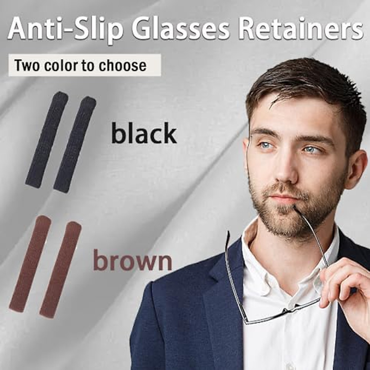 Remowhalle Glasses Ear Cushion, Cotton Fabric Eyeglasses Temple Tips Sleeve, Anti-Slip Elastic Comfort Temple Tips for Sunglasses Eyewear, Ear Pads for Glasses, Black 3 Pairs