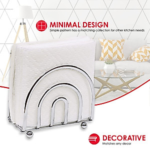 Home Basics Paper Napkin Holder/ Freestanding Tissue Dispenser For Kitchen Countertops, Dining Table, Picnic Table, Indoor & Outdoor Use, Durable Storage and Organization Option (Chrome)