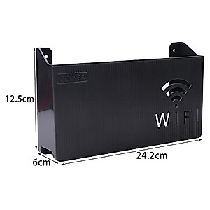 Meoliny WiFi Router Storage Box Wall Mount Cable Management Rack Wall Shelves Floating Shelves for Bedroom Living Room,Black