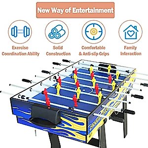 IFOYO 48 in / 4 ft Multi-Function 4 in 1 Steady Combo Game Table, Hockey Table, Soccer Foosball Table, Pool Table, Table Tennis Table, Yellow Flame