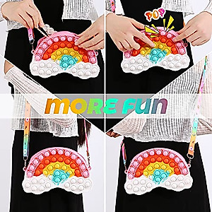 Pop Purse Bag for Kids, Rainbow Popper Sensory Fidget Princess Toy Gifts for Girls, Back to School Supplies Backpack Present Goodie Prize for ADHD Anxiety Stress Relief