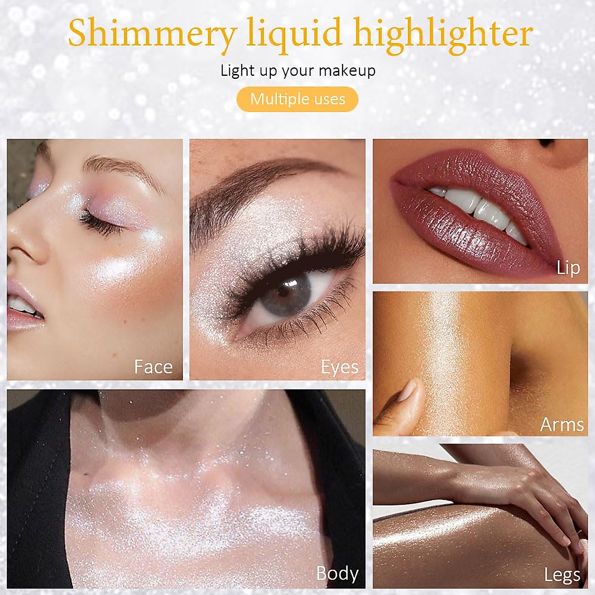 evpct White Silver Face Highlighter Makeup Liquid for Face Pearl White Face Shimmery Shimmer Foundation Powder Highlighter Makeup Palette Stick Body Highlighter Fairy Shimmer Glitter Bomb Illuminators