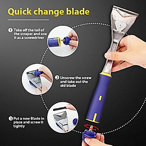 MANUFORE Paint Scraper with 2.5 Inch Double-edged Tungsten Steel Carbide Scraper for removing paint, glue, grout