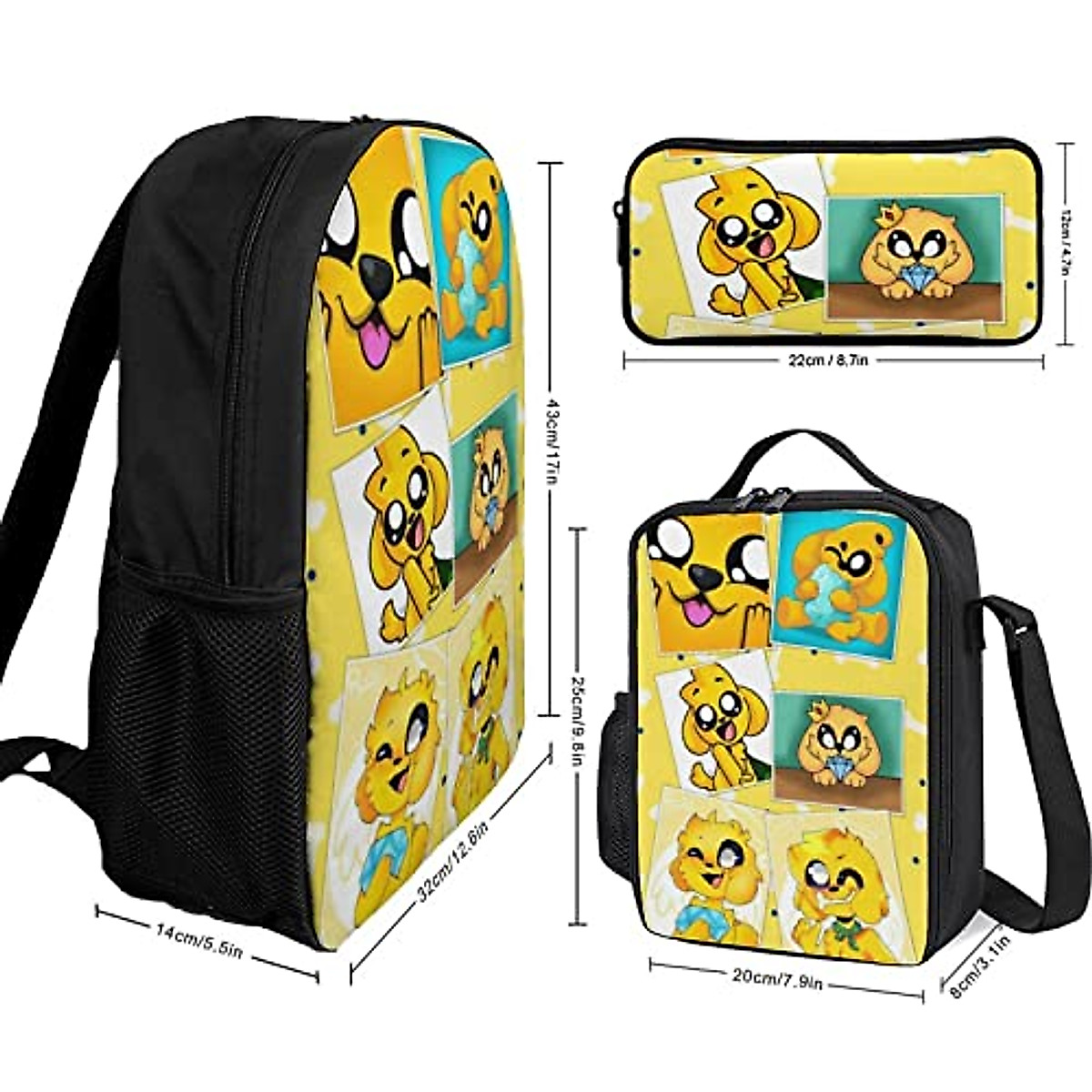 Zqiyhre Mike-Crack Backpack 3 PCS Set, 3D Print Anime Hiking Laptop Backpack Pencil Case Lunch Bag for Teen