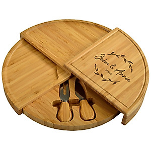 Picnic at Ascot Personalized Engraved Cheese/Charcuterie Board - Innovative Patented Design enables All in One Storage