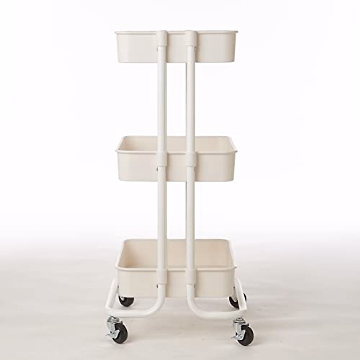 Urban Lifestyle Plastic 3 Tier Rolling Storage Cart, White