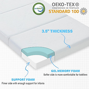 Hygge Hush Quartic-fold Baby Mattress, Soft Memory Foam Toddler Mattress, Waterproof Baby Mattresses for Toddler, Removable and Machine Washable Mattress Cover, 52"x28"x3.5"
