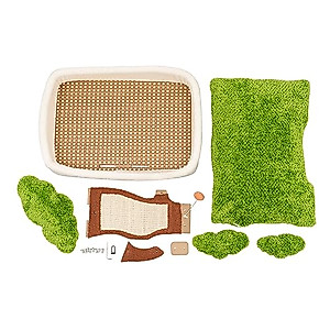 Cat Bed Small Dog Bed with Hanging Ball & Rattan Mat, 23.6'' Faux Fur Plush Indoor Soft Cat Bed Anti Anxiety Calming Pet Bed Removable Square Cushion Washable