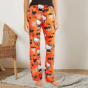 Anime Pajamas Pants Women's Girls Cartoon Cat All Character Print Flannel Lounge Sleep Bottoms Pajama Pants Christmas