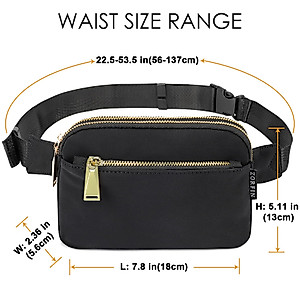 ZORFIN Fanny Packs for Women Men, Black Crossbody Fanny Pack, Belt Bag with Adjustable Strap, Fashion Waist Pack for Outdoors/Workout/Traveling/Casual/Running/Hiking/Cycling (Black)