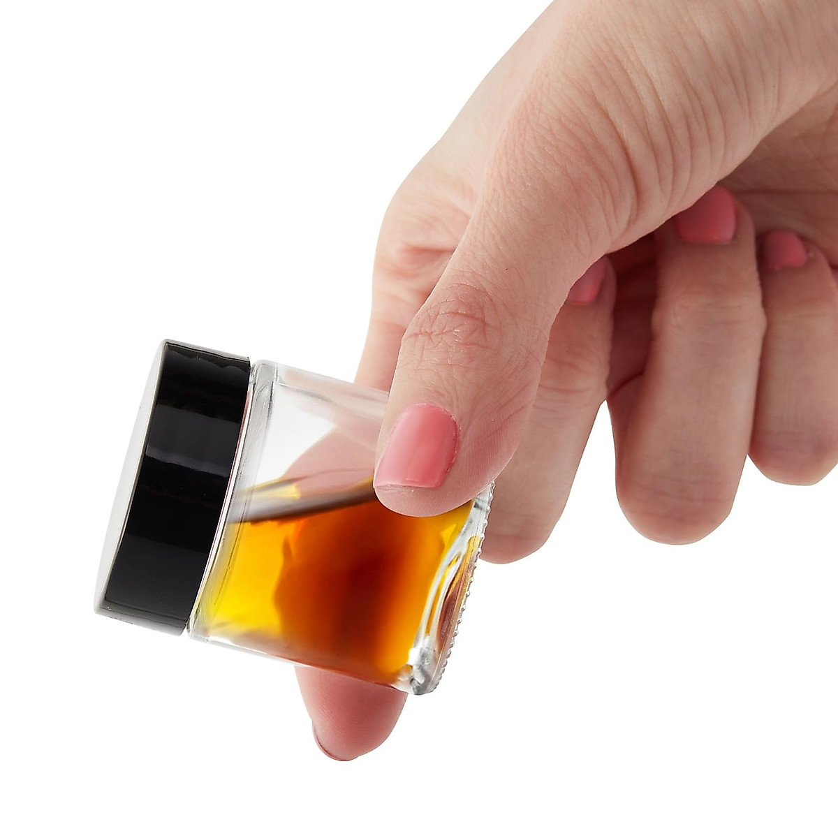 Juvale 24 Pack Small Glass Containers with Lids 1 oz, Empty Jars with 6 Spatulas for Creams, Cosmetics, DIY Ointments, Mixing (30ml)