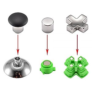 eXtremeRate Magnetic Metal Bullet Buttons Dpads for PS4 Controller, Aluminium Thumbstick Joystick Adustable Height, Replacement Parts for PS4 Slim Pro Controllers (31 in 1)