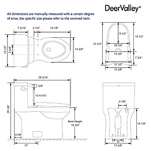 DeerValley DV-1F52828 Apex White ADA Comfortable Height toilet and Elongated One Piece Toilet, with Soft Closing Seat and Left-hand Chrome Trip Lever Included, High-Efficiency