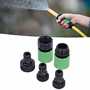 Garden Hose Quick Connector, NPT 3/4 Female Male Thread Coupler Nipple for Garden Lawn Irrigation, Plastic Water Hose Connect for Sprinklers and Spray Nozzles, Green (5 Pcs in Each Set)