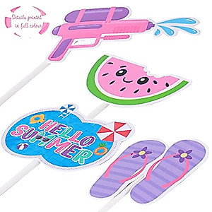 36Pcs Summer Pool Cupcake Toppers Pool Party Decorations Swimming Pool Cupcake Toppers Water Pool Themed Birthday Cake Picks for Swimming Baby Shower Party Supplies