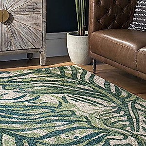 nuLOOM Cali Abstract Leaves Area Rug, 5' 3" x 7' 7", Green