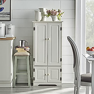 Target Marketing Systems Tall Storage Cabinet with 2 Adjustable Top Shelves and 1 Bottom Shelf, Declutter Organizer for Bedroom, Kitchen, Bathroom or Laundry Room, Winter White