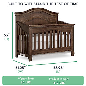 Evolur Cheyenne 5-in-1 Full Panel Convertible Crib in Antique Brown, Greenguard Gold Certified