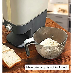 Rice Dispenser Set, Dry Food Dispenser with Rice Storage Sponge Cleaner, Rice Container Storage 25lbs, Rice Dispenser 25 Pounds for Rice Holder In Grey (Cup Not Included)