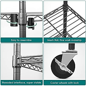 WDT Rolling Garment Rack with Wheels, Large Heavy Duty Clothing Rack with 3 Tier Shelves, Adjustable Metal Garment Closet Organizer Rack for Hanging Clothes, 35"L x 18"W x 74.4"H