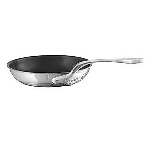 Mauviel M'Cook 5-Ply Polished Stainless Steel Nonstick Frying Pan With Cast Stainless Steel Handle, 7.9-in, Made In France