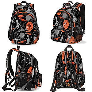Pardick Basketball Slam Duck School Backpacks for Girls Boys Teens Students - Stylish College Schoolbag Book Bag - Water Resistant Travel Backpacks for Women Men