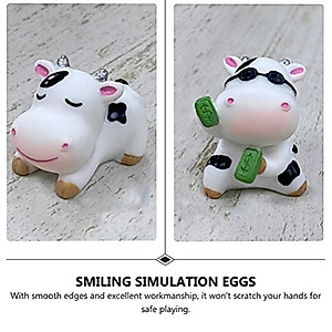 PRETYZOOM 10pcs Miniature Figurines Cow Cattle Year Ox Cow Cake Topper Fairy Garden Animals for Micro Landscape Plant Pots Bonsai Craft Decorations(Random Style)