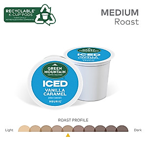 Green Mountain Coffee Roasters ICED Vanilla Caramel, Single Serve Keurig K-Cup Pods, Flavored Iced Coffee, 12 Count(Pack of 6)