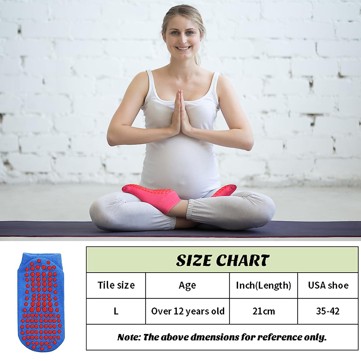 Geyoga 12 Pairs Non Slip Socks Women Yoga Socks with Grips Pilates Socks Hospital Anti Slip Gripper Ballet Fitness Socks(Bright Color)