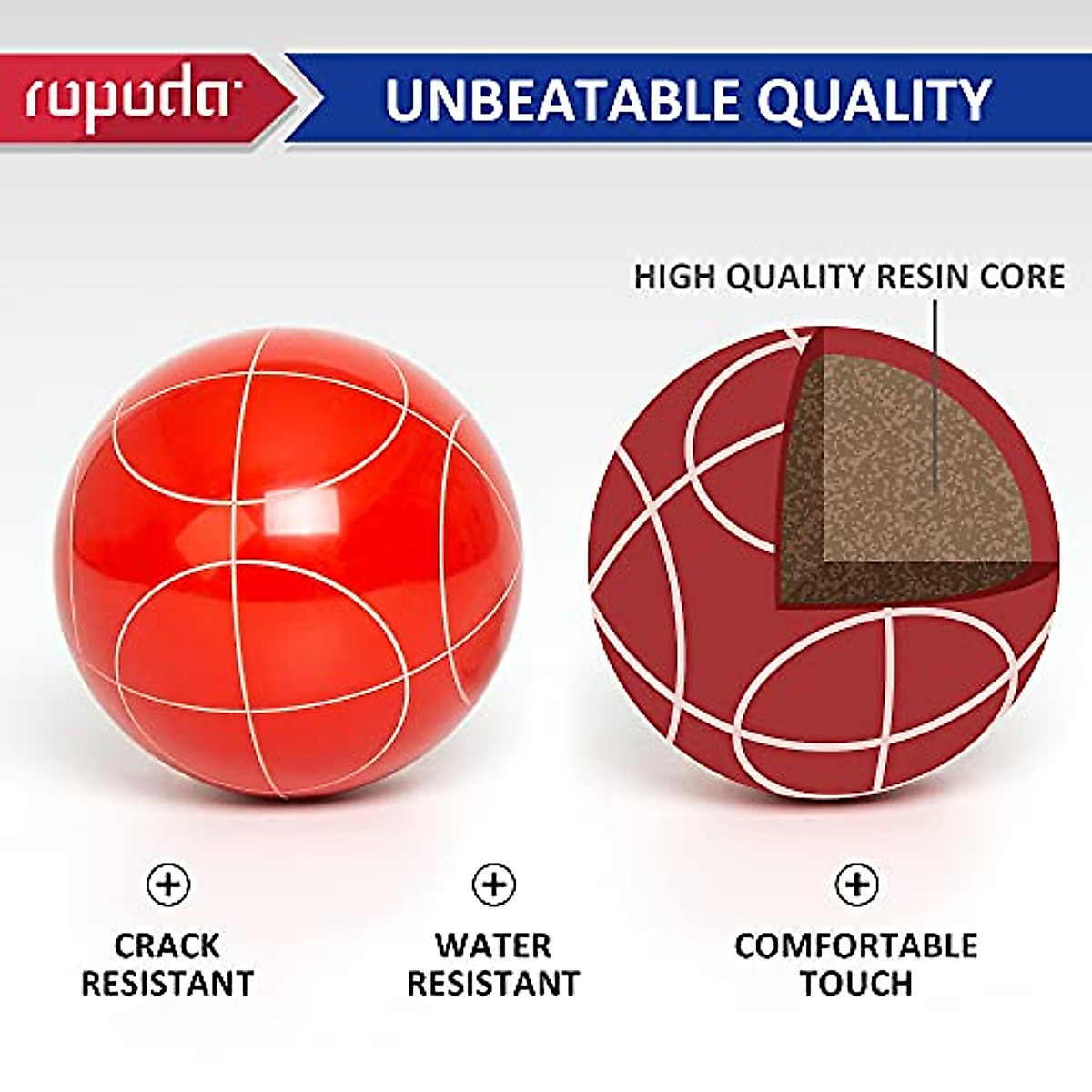 ropoda 90mm Bocce Ball Set with 8 Balls, Pallino, Case and Measuring Rope for Backyard, Lawn, Beach & More (4 to 8 Person Bocce Ball Set)