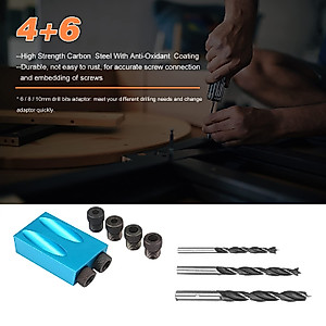 15Pcs Pocket Hole Jig, 15 Degree Dowel Drill Joinery Kit Hole Screw Jig with 6/8/10mm Drive Adapter for Woodworking Angle Drilling Holes, Angle Carpentry Locator Jig