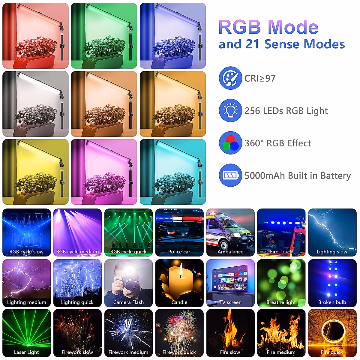 2 Pack RGB LED Video Light Wand Kit, QEUOOIY 360° Full Color 2500-9500K Led Photography Lighting Sticks with 32-77.6" Tripod, 5000mAh Rechargeable Battery &Magnet with Gooseneck Soft Tube for YouTube