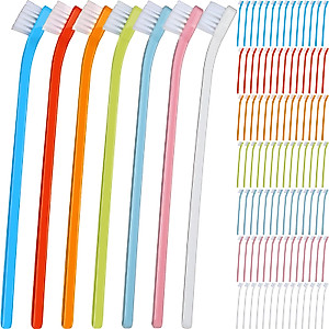 Tioncy 100 Pcs Dog Toothbrush Bulk from Large to Small Long Handle Dog Cat Pet Toothbrush with Soft Single Head Puppy Dog Tooth Brush Pet Cat Tooth Brush for Teeth Cleaning, 7 Colors