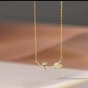 Tulip Necklace 925 Sterling Silver Gold Plated Tulip Necklace for Women Girls Tulip Pendant Necklace Chain Choker Tulip Flower Necklace (gold)