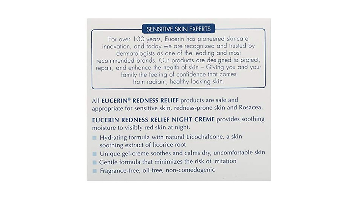 Eucerin Redness Relief Night Creme for Sensitive Skin | Hydrates & Calms