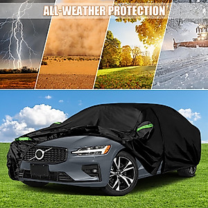 Waterproof Car Covers Replace for 2010-2023 Volvo S60, 6 Layers All Weather Custom-fit Car Cover with Zipper Door & Windproof Bands for Snow Rain Dust Hail Protection (S60)