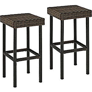Crosley Furniture Palm Harbor Outdoor Wicker 29-inch Bar Stools - Brown (Set of 2)