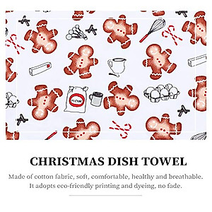 Hemoton Stocking Stuffers Christmas Dish Towel Absorbent Drying Gingerbread Man Dinner Tea Towels Xmas Holiday Table Dining Cotton Tea Towel Dish Cloth Napkin 70X50CM Red Napkins Paper