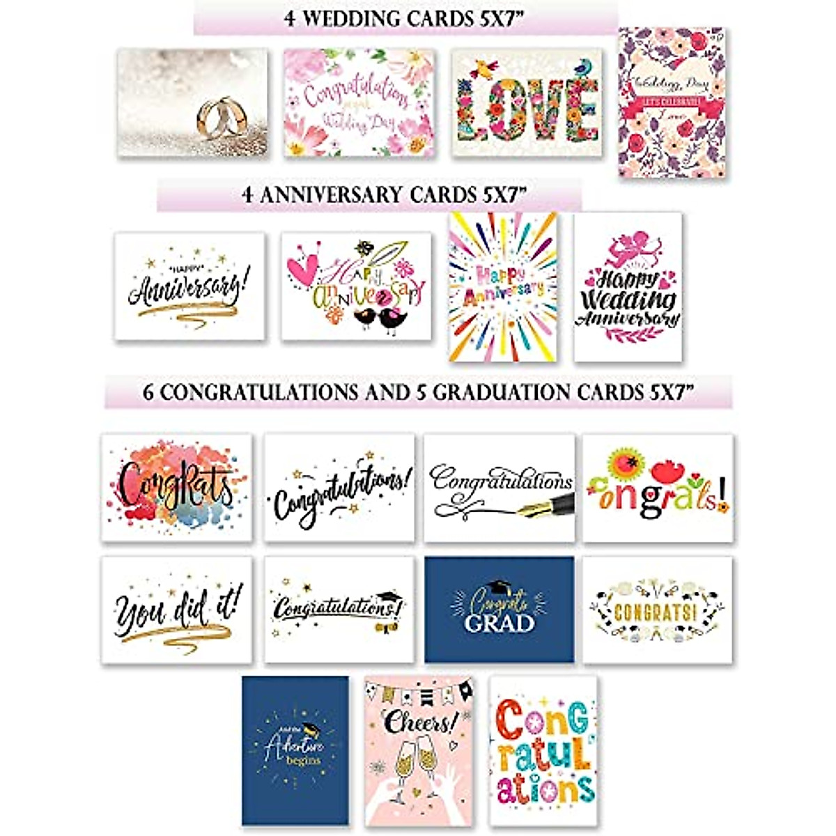 100 All Occasion Cards Assortment Box with Envelopes and Stickers - Large 5x7 Inch Bulk Greeting Cards and Blank Notes, 100 Unique Designs in a Sturdy Card Organizer Box