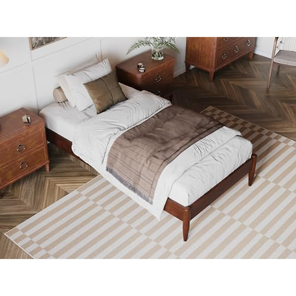 AFI, Pasadena 14" Twin XL Wood Basic Platform Bed Frame, Walnut