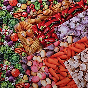 Mook Fabrics Cotton Fruits-Vegetables, Multi, 15 Yard Bolt