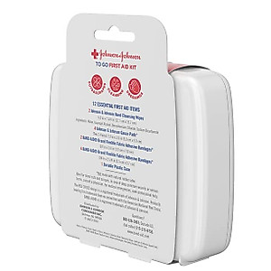 Johnson & Johnson First Aid To Go Kit (Pack of 12 Items)