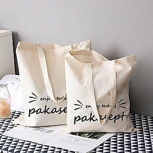 PakaLife Canvas Tote Bag Vintage Tote Bag Shopping Bags Beach Bag Book Totes